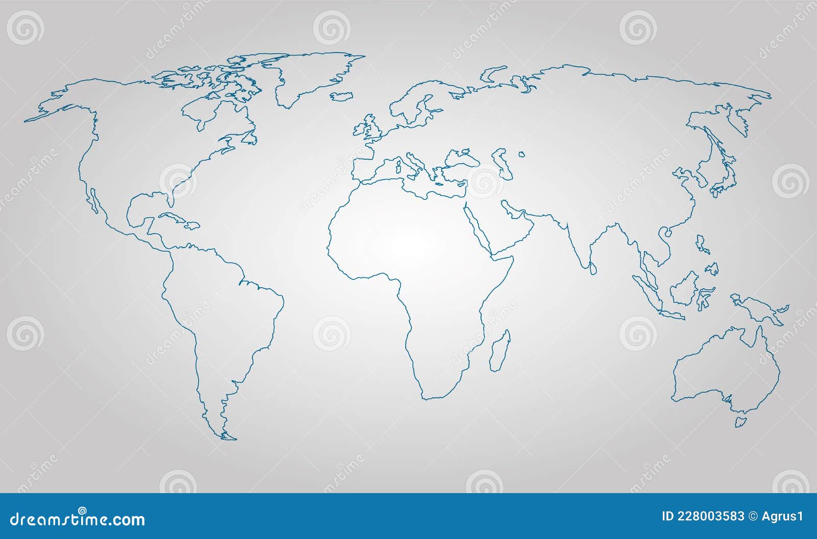 Blue Colored World Map Outline on Blue Background Stock Vector ...