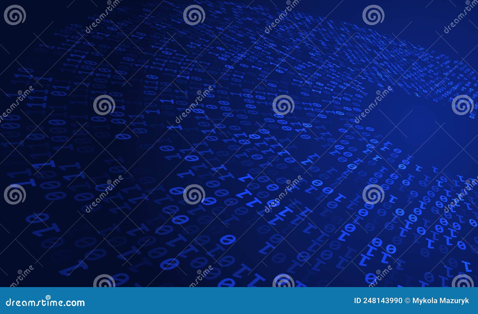 Blue Colors Numbers One and Zero with Perspective View. Big Data ...