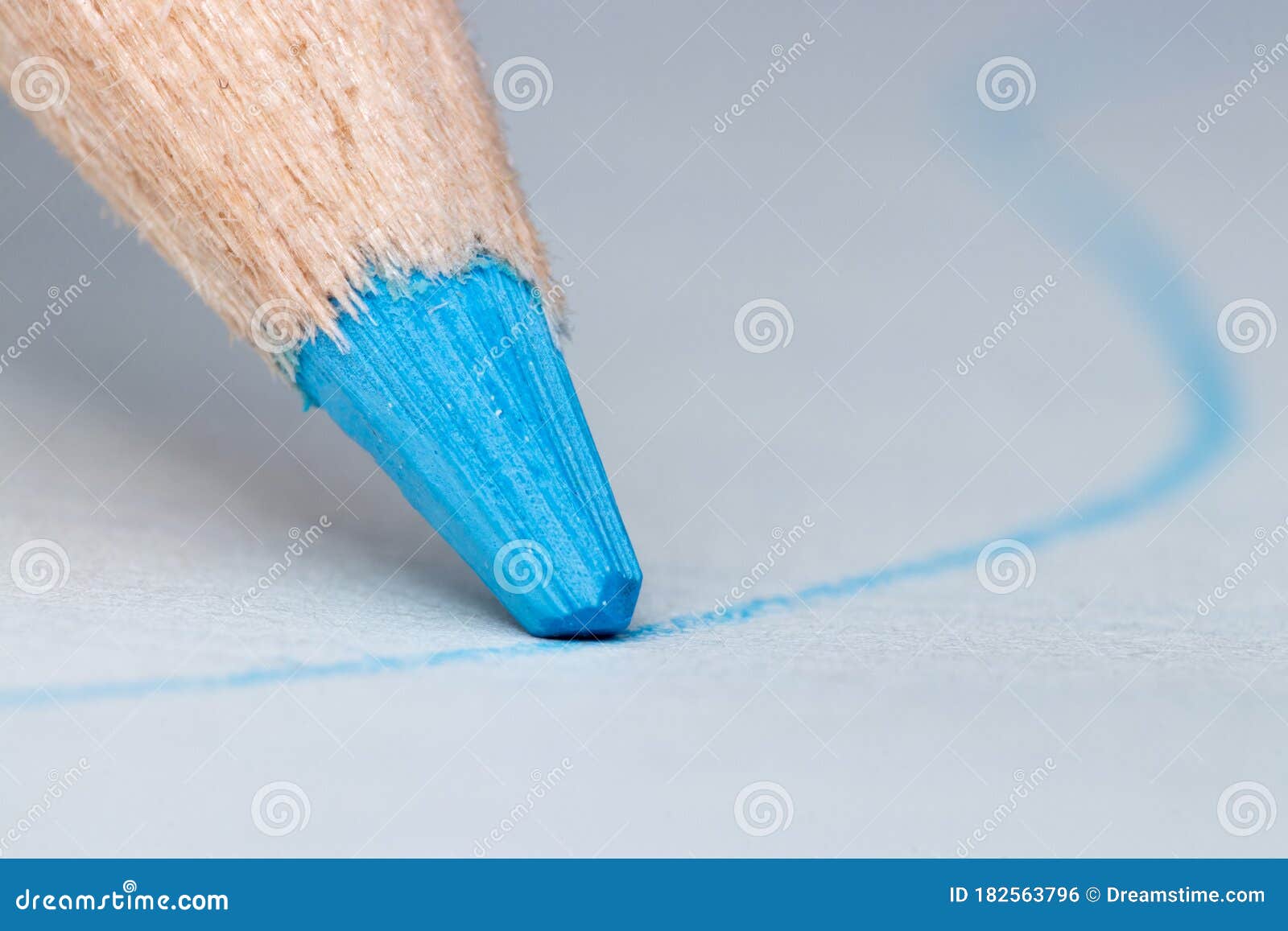 Blue Colour Pencil Drawing a Line Close Up Macro Stock Photo - Image of ...