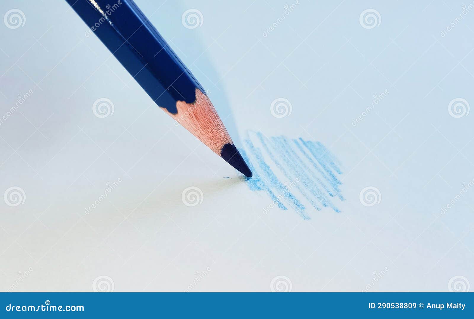 Blue Colour Pencil Drawing on Paper Stock Image - Image of colour ...