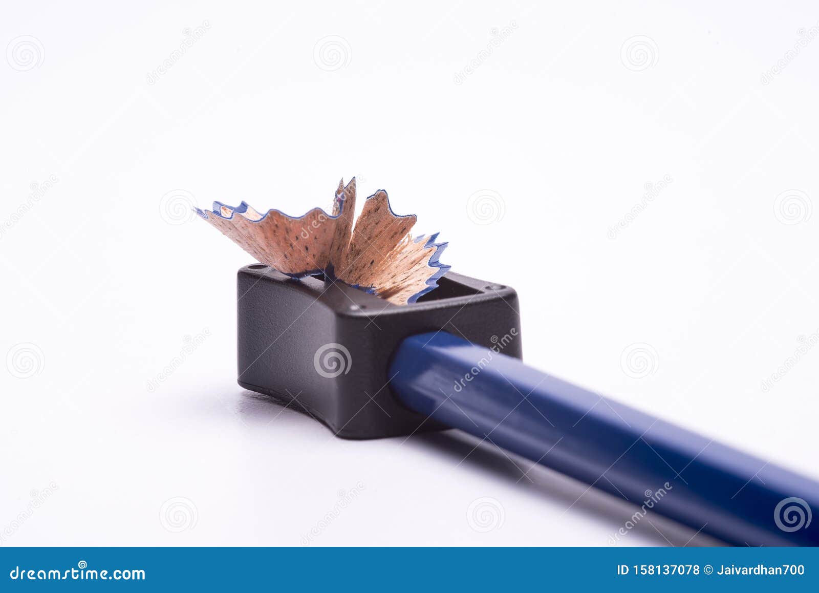 Blue Coloured Pencil Sharpened Using a Sharpener Stock Photo - Image of ...