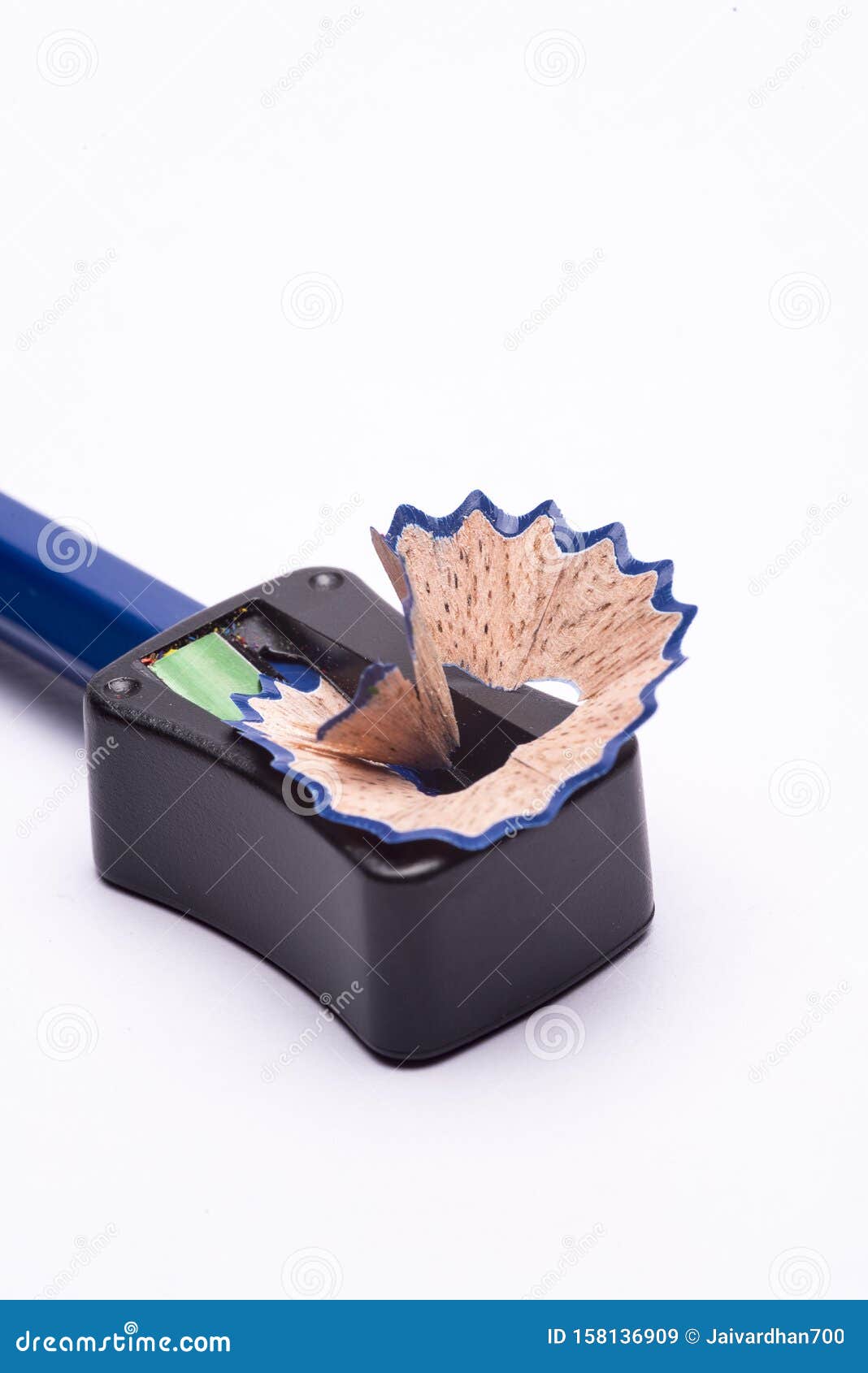 Blue Coloured Pencil Sharpened Using a Sharpner Stock Image - Image of ...