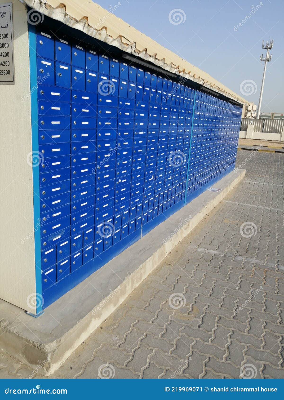 Blue Coloured Post Box Lockers Stock Image - Image of office, flooring ...
