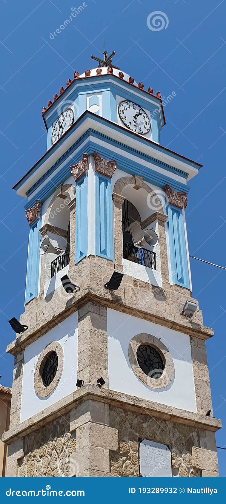 Blue Colours of Churc with Bell Stock Photo - Image of mast, blue ...