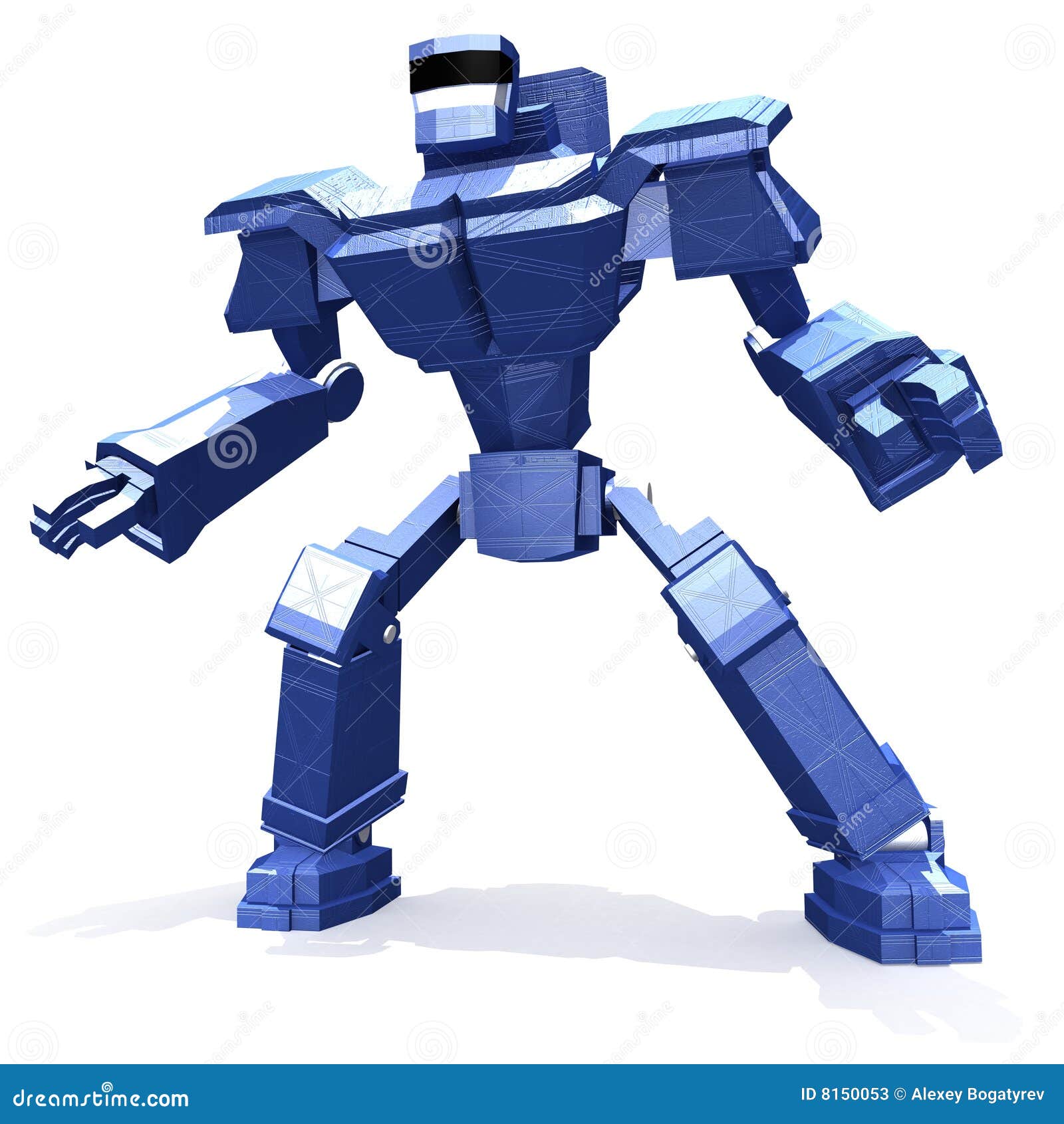 Blue combat robot stock illustration. Illustration of white - 8150053