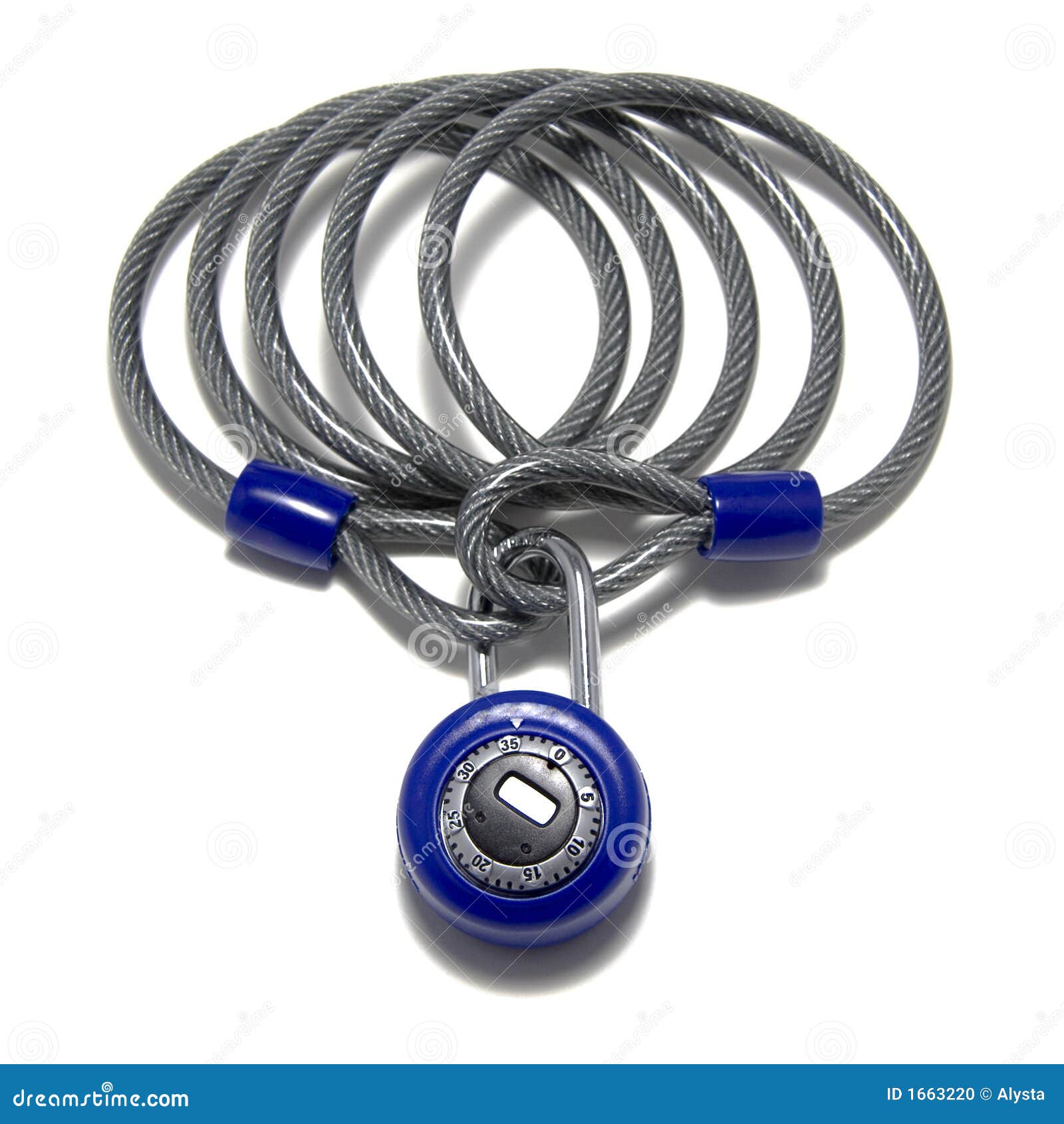 Blue Combination Lock and Cable Stock Photo - Image of dial, secure ...
