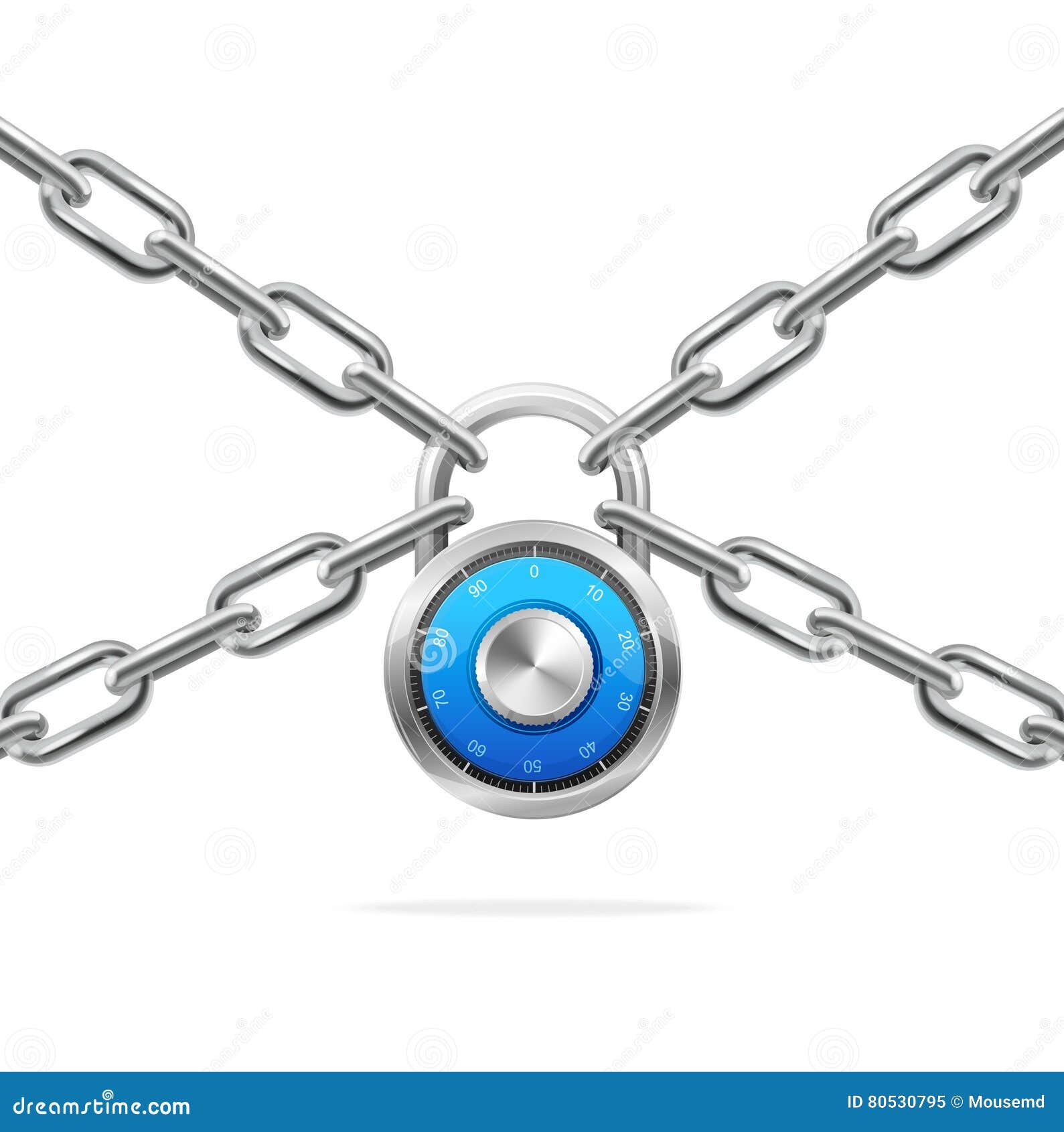Blue Combination Padlock and Metal Chain. Vector Stock Vector ...