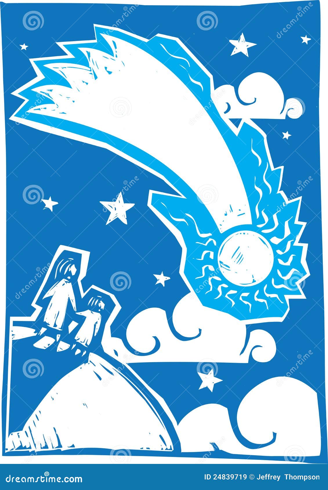Blue Comet stock vector. Illustration of night, observe - 24839719