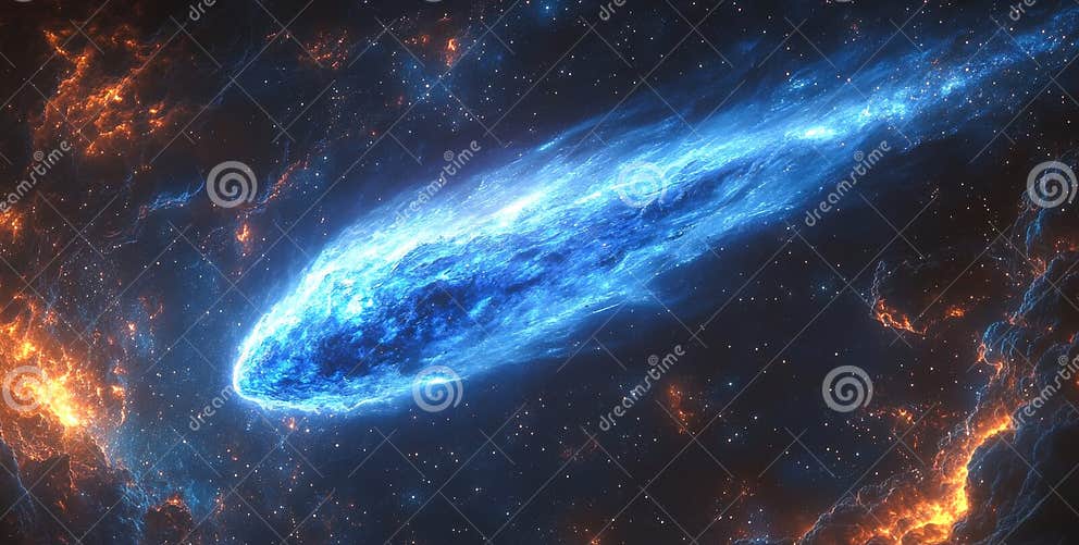 A Blue Comet is Flying through Space Stock Photo - Image of fantasy ...