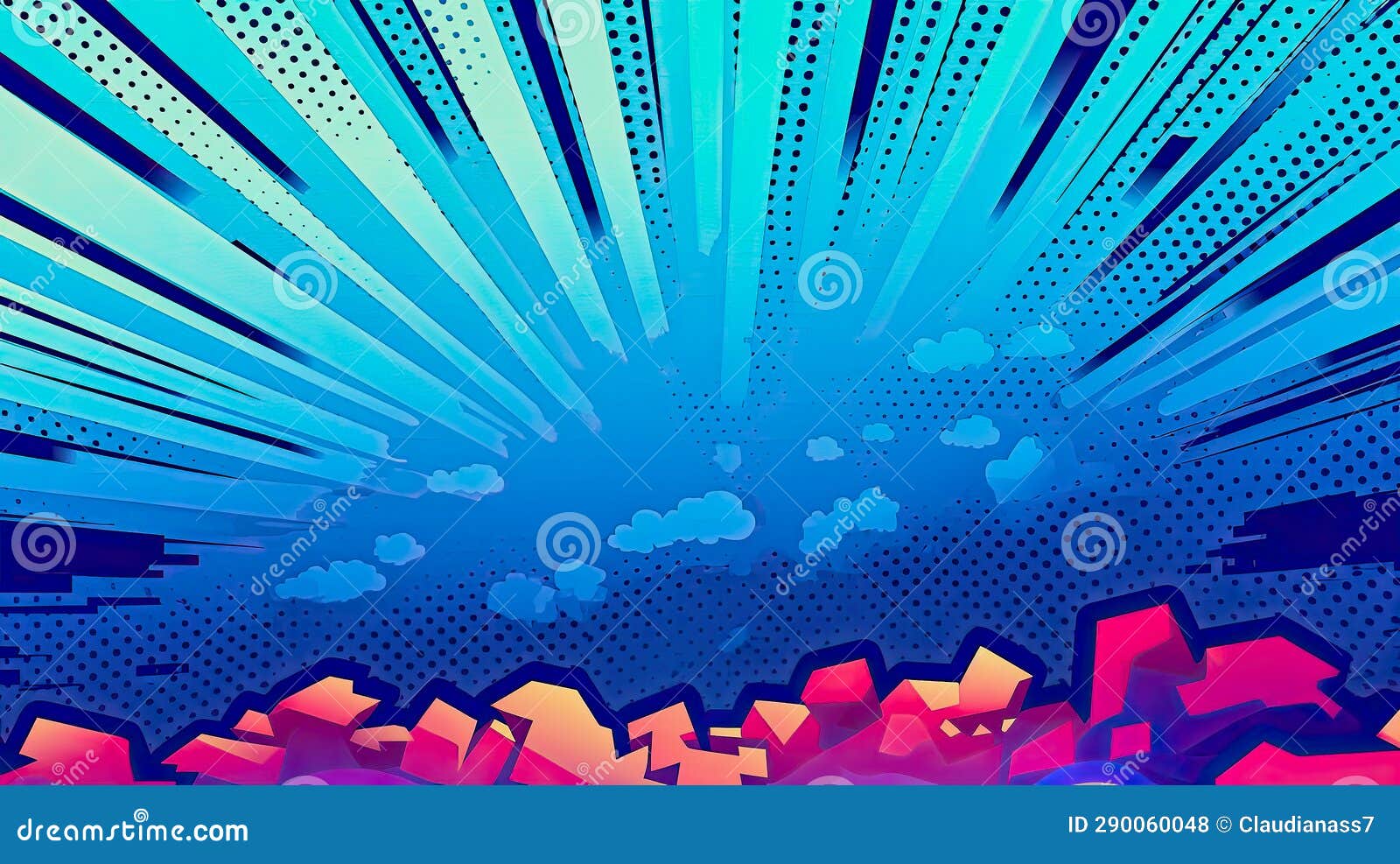 A Blue Comic Style Like Background for Copy Space Stock Illustration ...