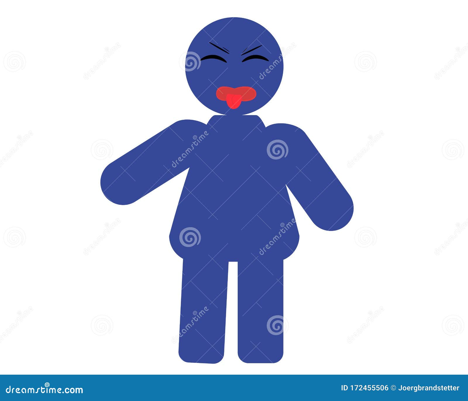 Blue Comic Character with an Expression of Disgust Stock Vector ...