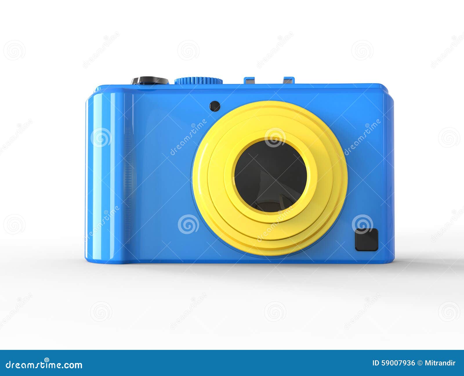 Blue Compact Digital Photo Camera - Front View Stock Illustration ...