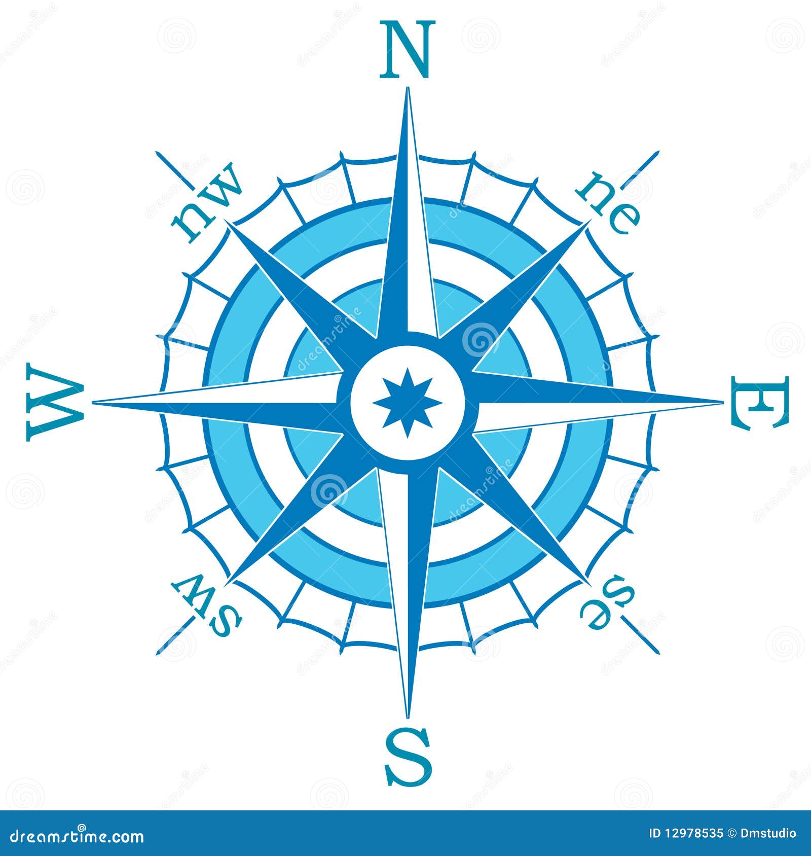Blue compass stock vector. Illustration of star, east - 12978535