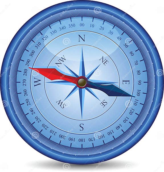 Blue Compass stock vector. Illustration of magnet, compass - 15356377