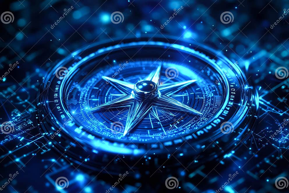 A Blue Compass on a Blue Background Stock Illustration - Illustration ...