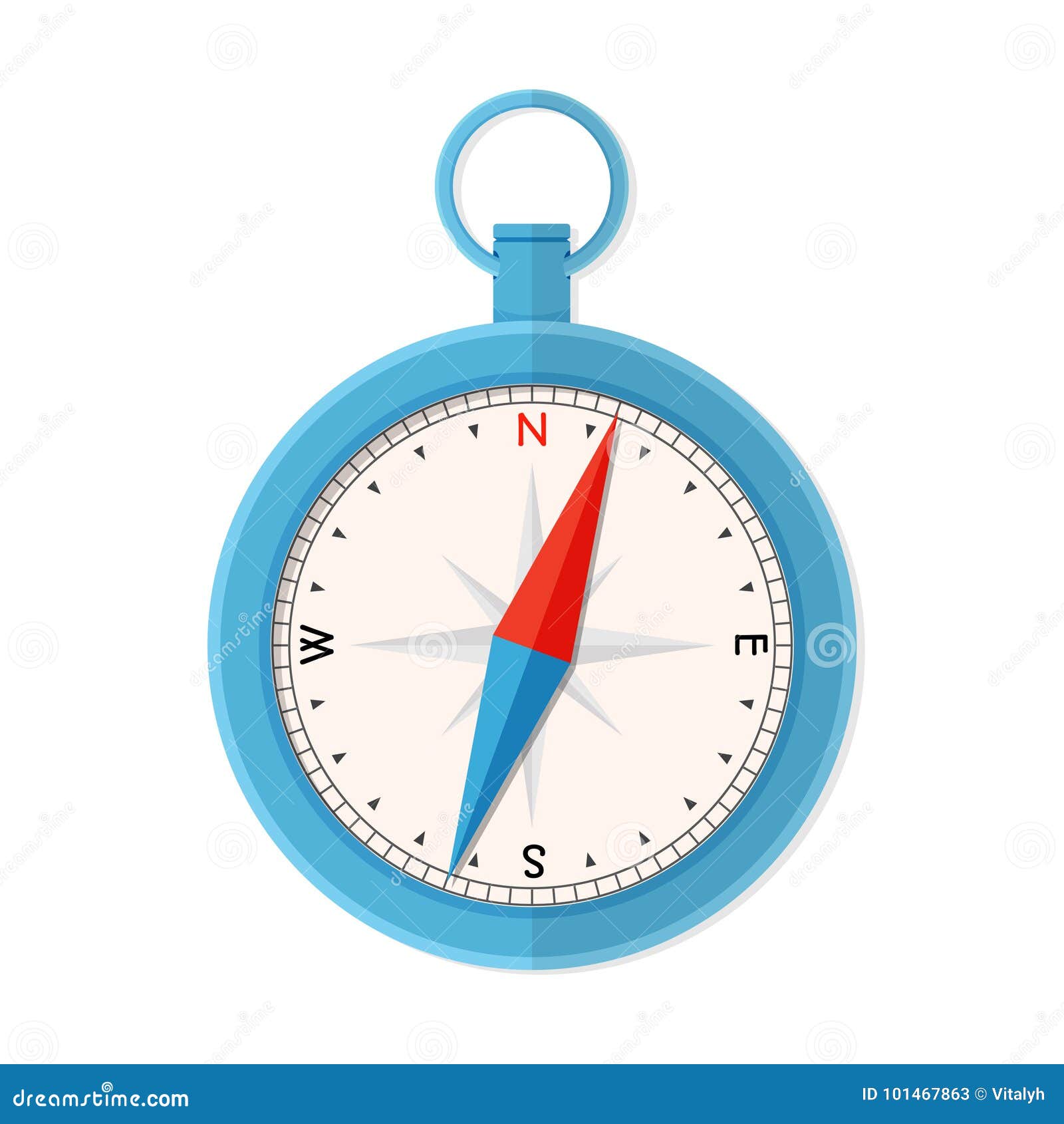Blue Compass Flat Vector Illustration Stock Vector - Illustration of ...
