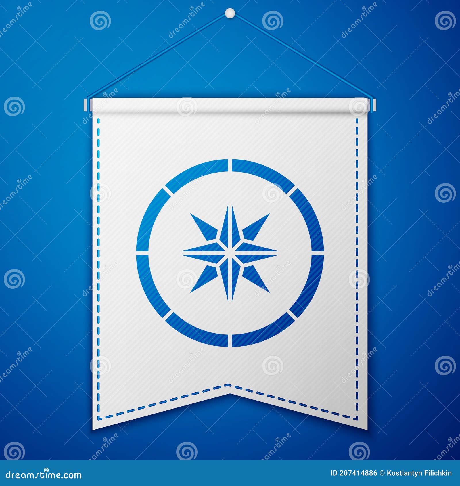 Blue Compass Icon Isolated On Blue Background Windrose Navigation