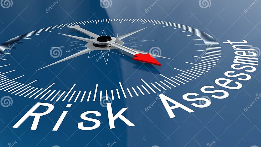 Blue Compass with Risk Assessment Word Stock Illustration ...