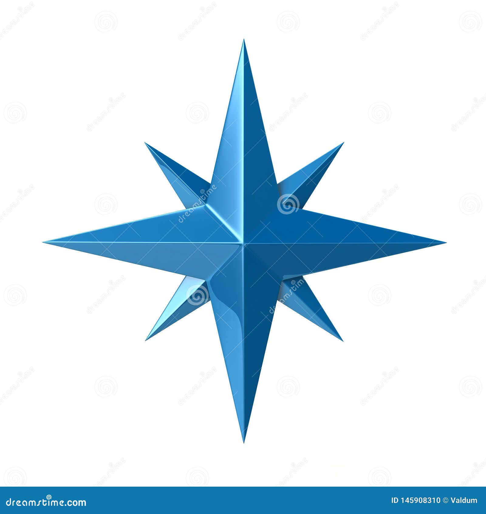 Blue Compass Rose 3d Illustration Stock Illustration - Illustration of ...