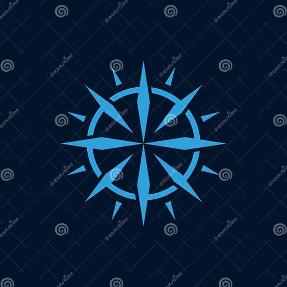 A blue compass rose stock vector. Illustration of dark - 358065181