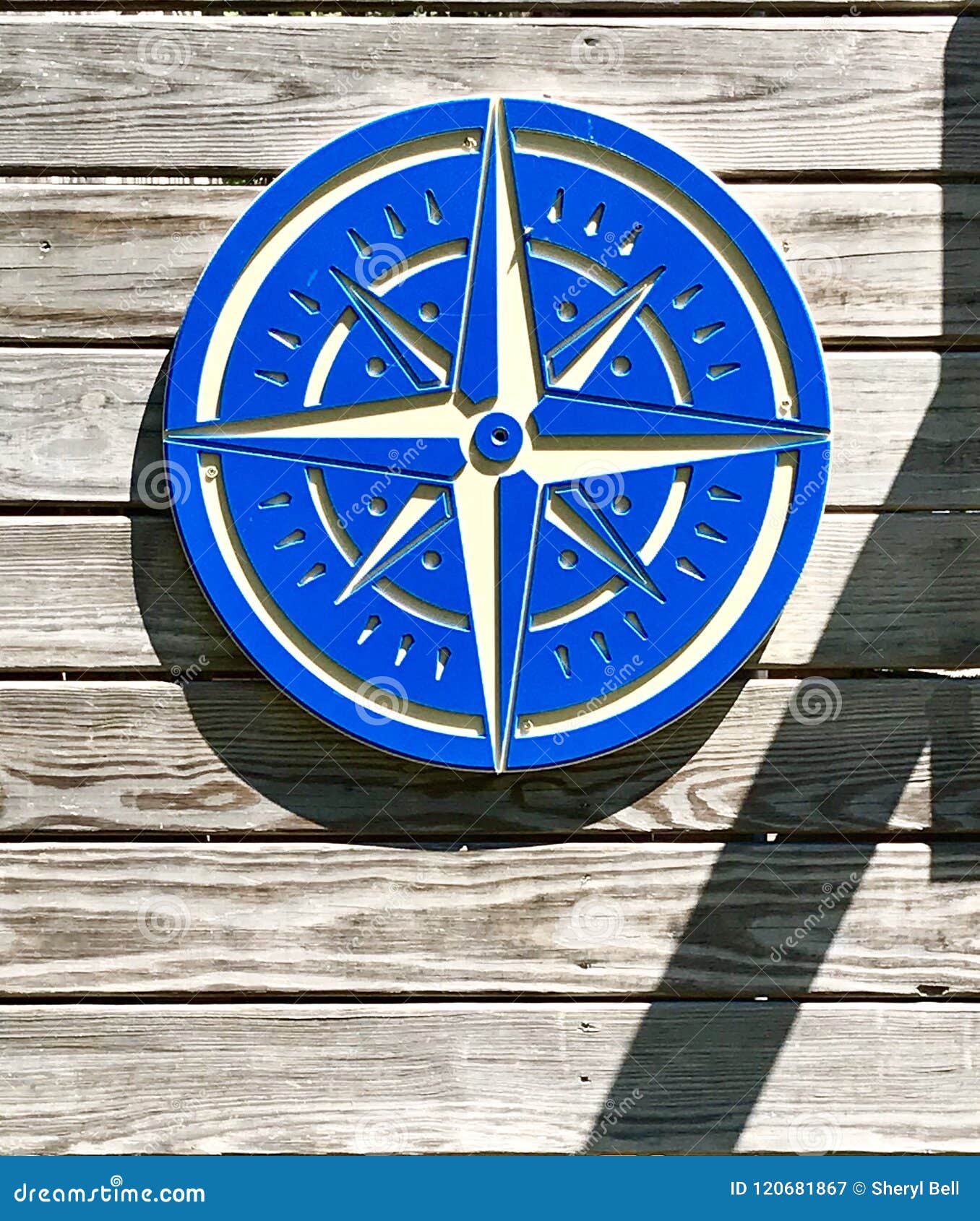 Blue compass stock image. Image of compass, worn, wood - 120681867