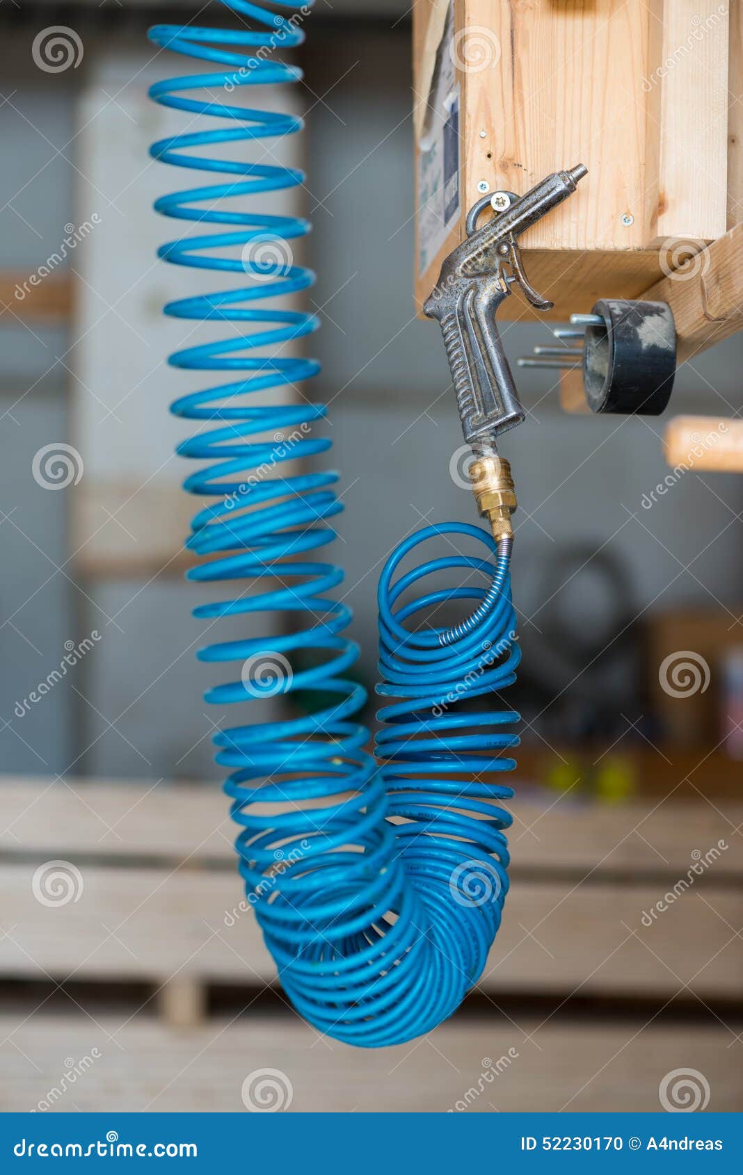 Blue Compressed Pneumatic Air Hose with Pistol Stock Photo - Image of ...