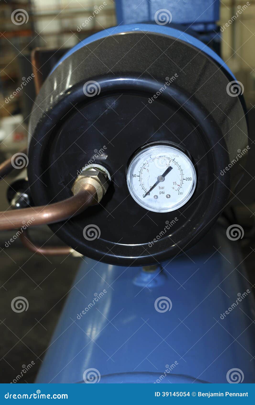 Blue Compressor Gauge stock photo. Image of horizontal - 39145054