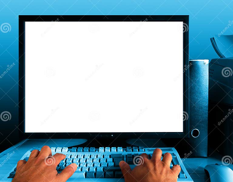 Blue Computer stock photo. Image of hacker, modern, desk - 16833244