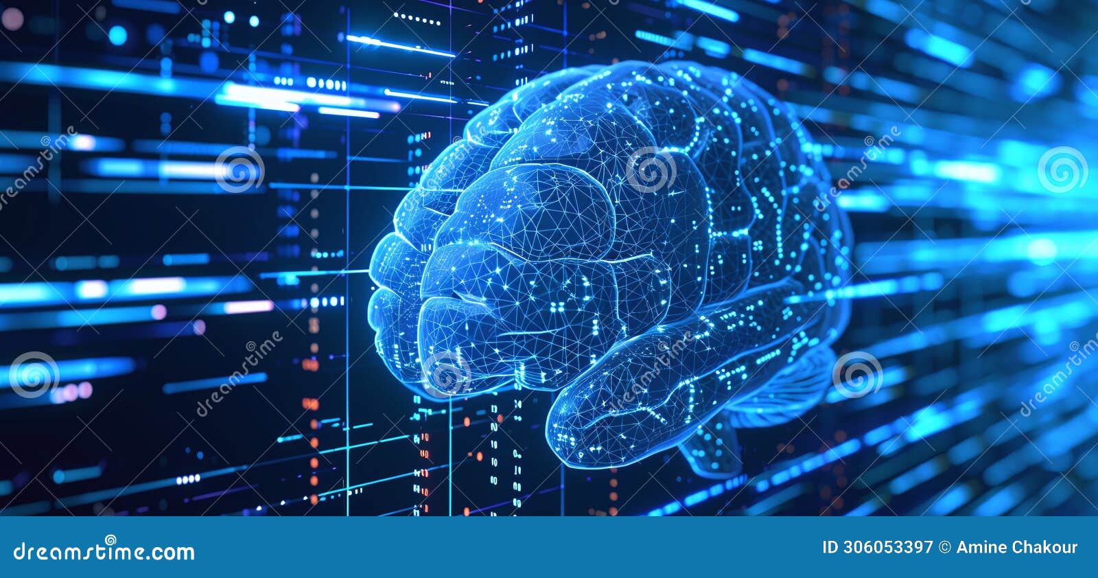 Blue Computer Brain Inspired Vision Stock Illustration - Illustration ...