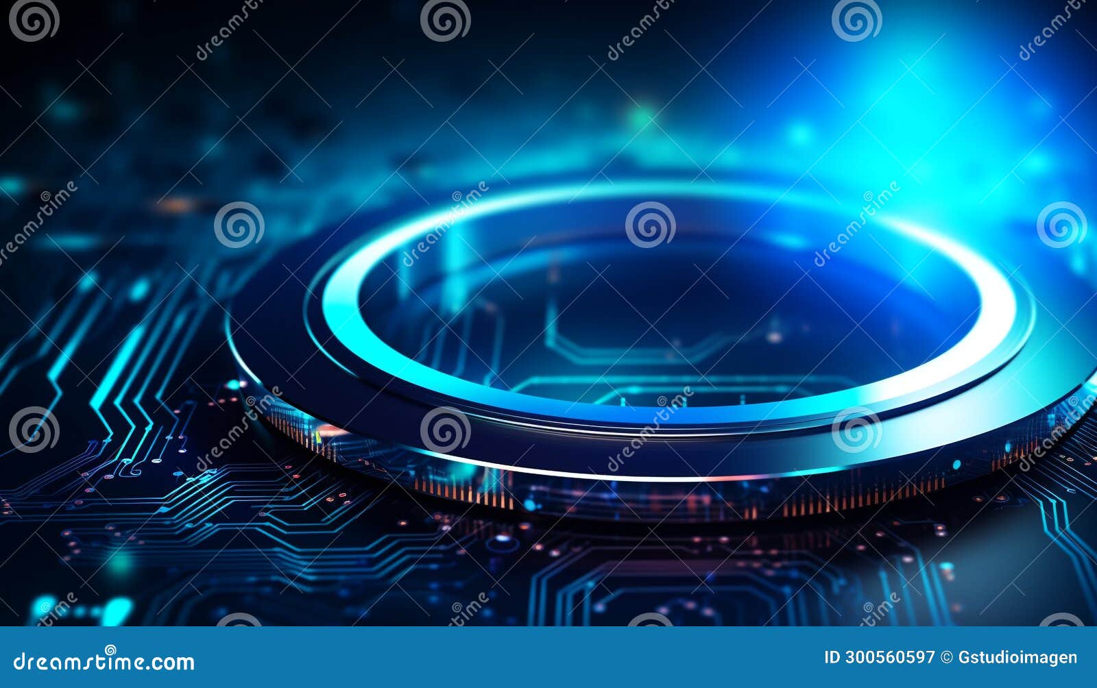 Blue Computer Chip Glows, Powering Modern Technology Generated by AI ...