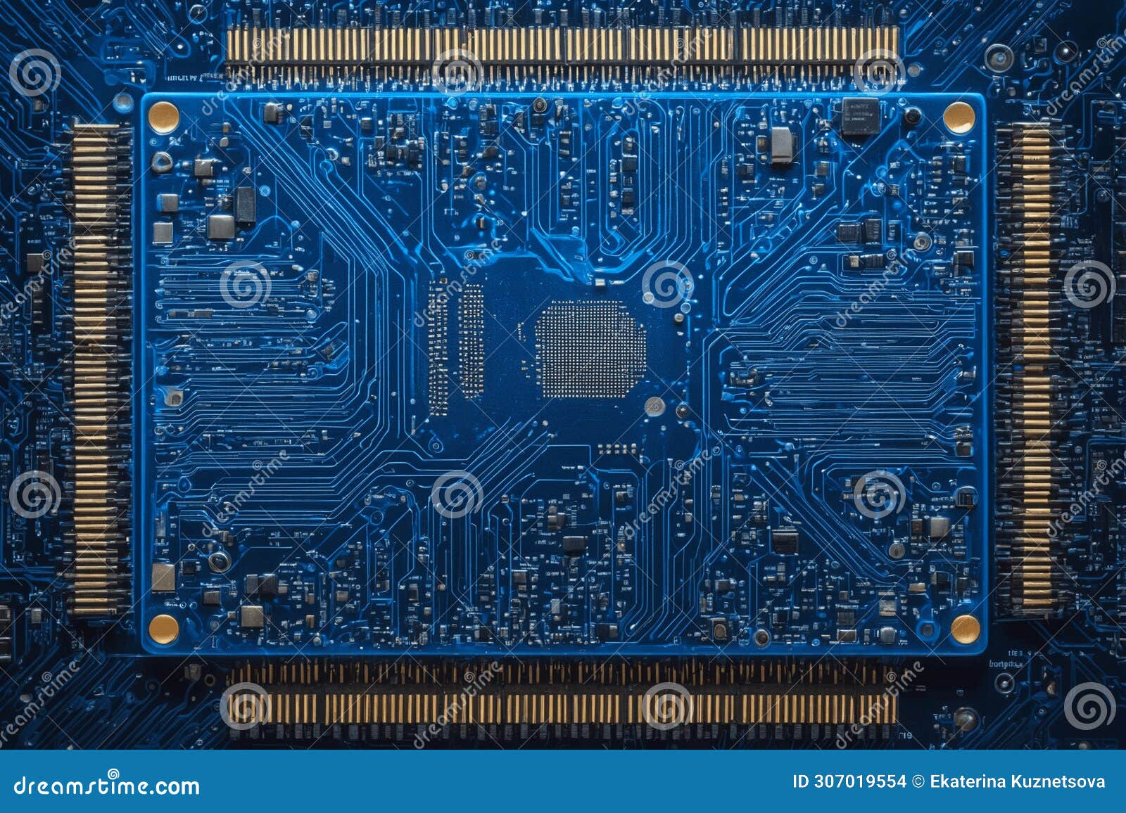 Blue Computer Chip on Motherboard Stock Illustration - Illustration of ...