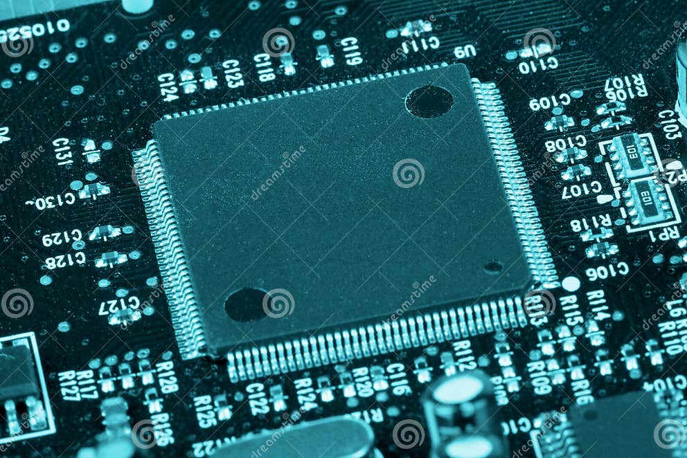 Blue Computer Chip Technology Stock Photo - Image of backlit ...