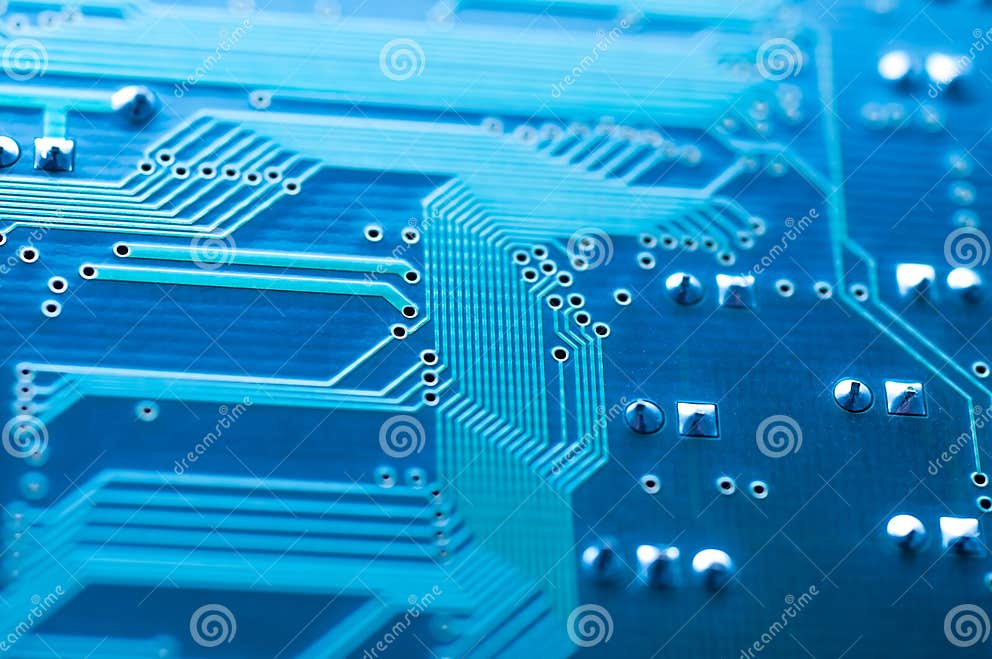 Blue Computer Circuit Board. Stock Image - Image of industry, abstract ...