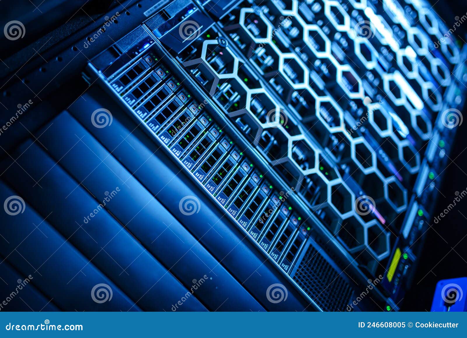 Blue computer data server stock image. Image of array - 246608005