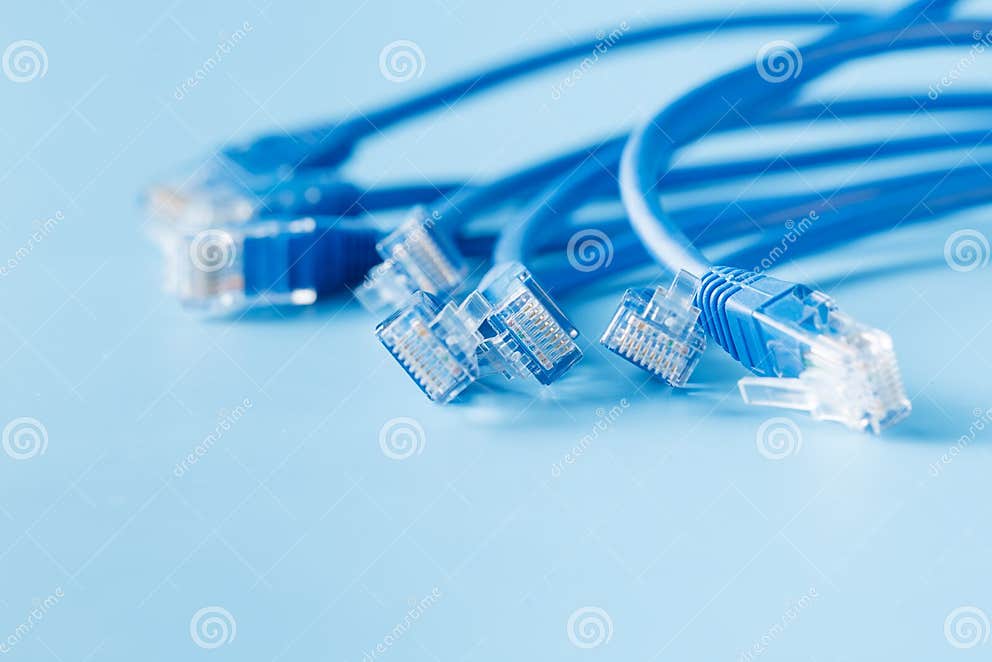 Blue Computer Ethernet Cable on Blue Background Stock Photo - Image of ...