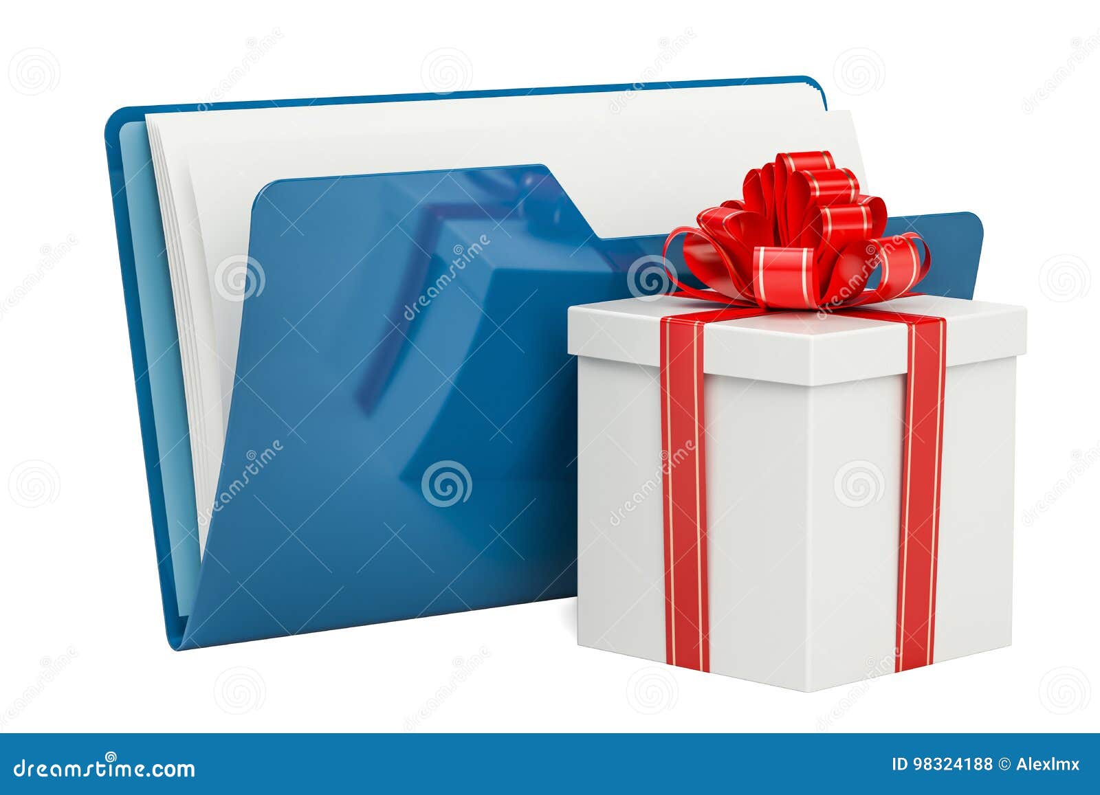 Blue Computer Folder Icon with Gift, 3D Rendering Stock Illustration ...