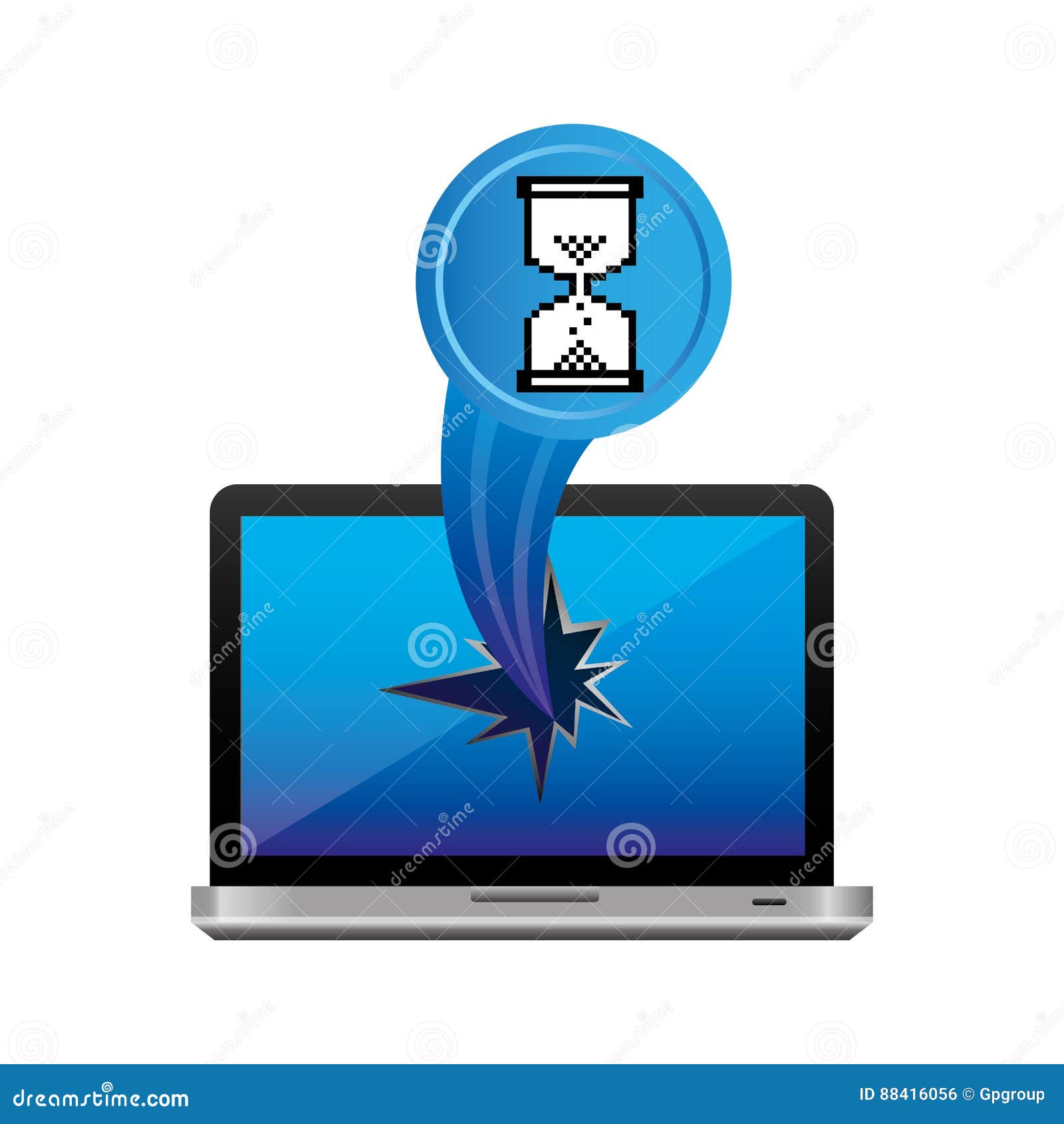 Blue Computer Hourglass Cursor with Hole Icon Stock Illustration ...