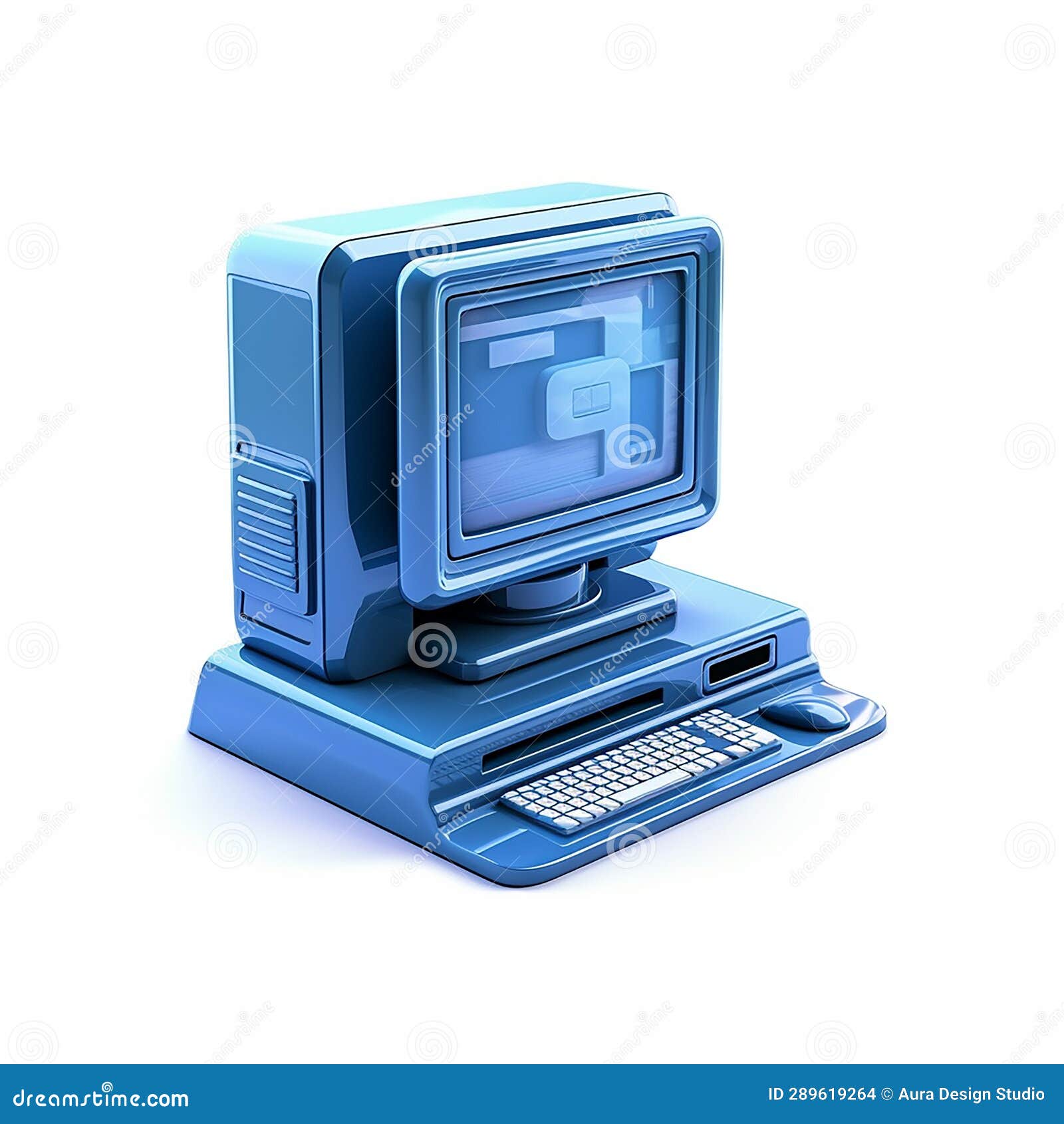 Blue Computer Icon 3d Rendering on White Isolated Background Stock ...