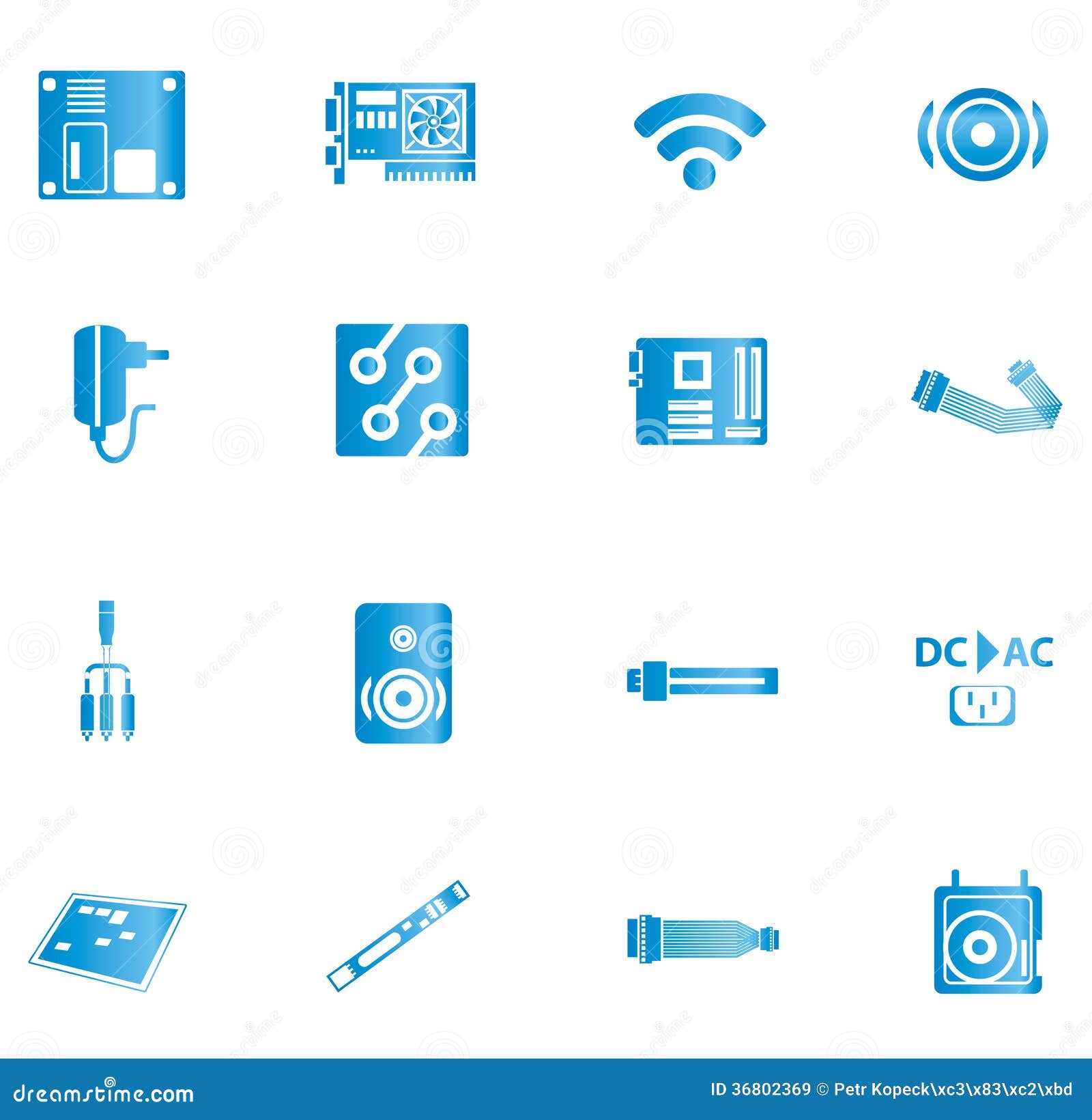 Blue computer icons stock vector. Illustration of port - 36802369
