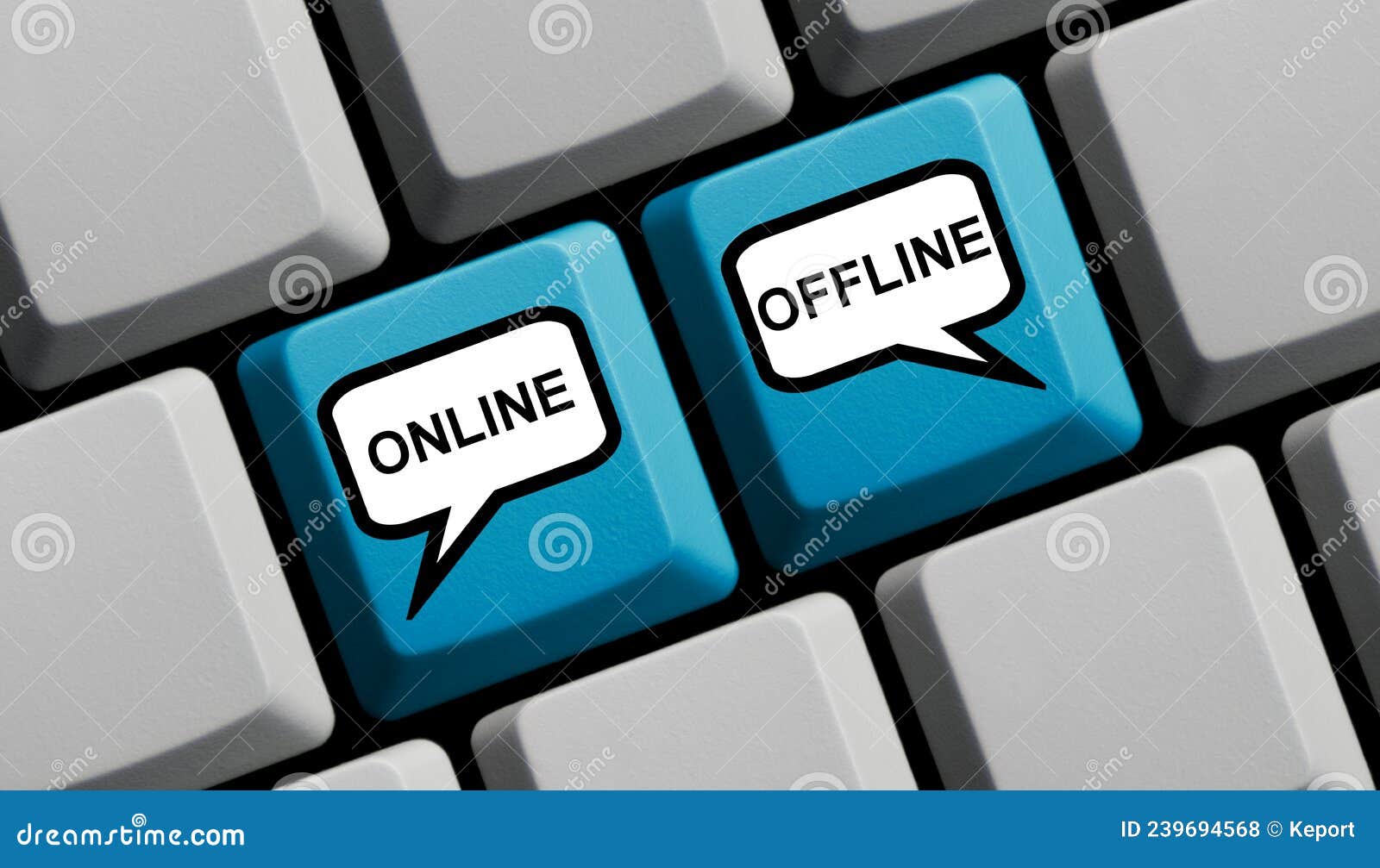 Online or Offline - Computer Keyboard 3D Illustration Stock ...