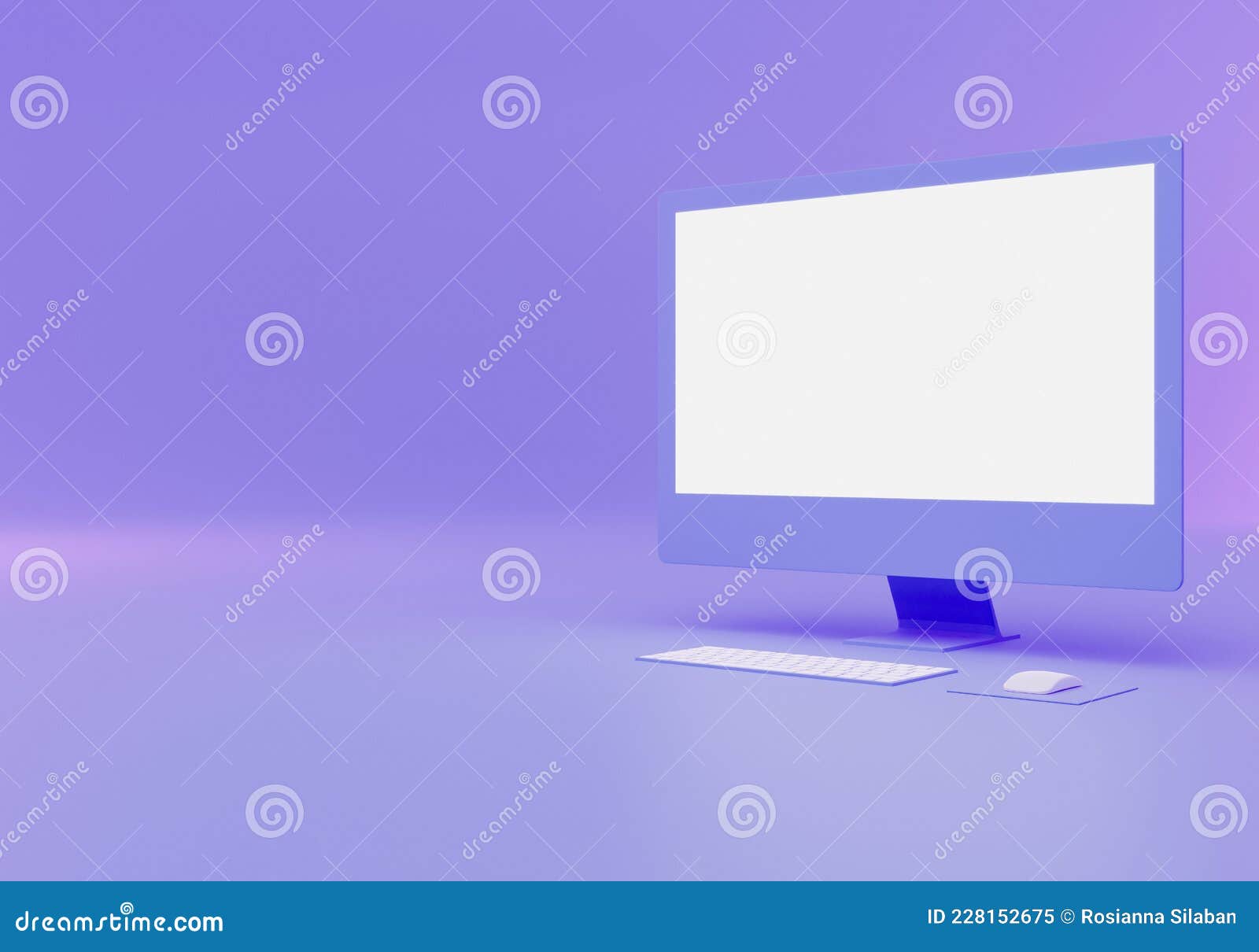 Blue Computer Monitor Mockup Design Stock Illustration - Illustration ...
