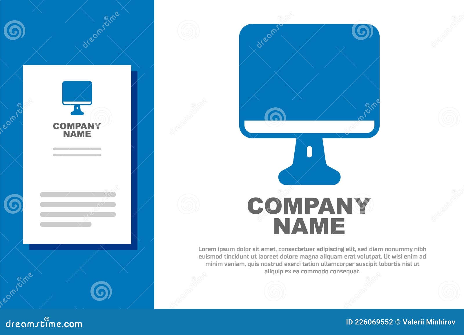 Blue Computer Monitor Screen Icon Isolated on White Background ...