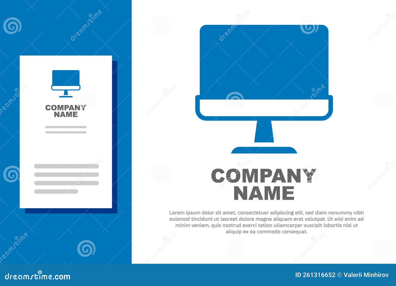 Blue Computer Monitor Screen Icon Isolated on White Background ...