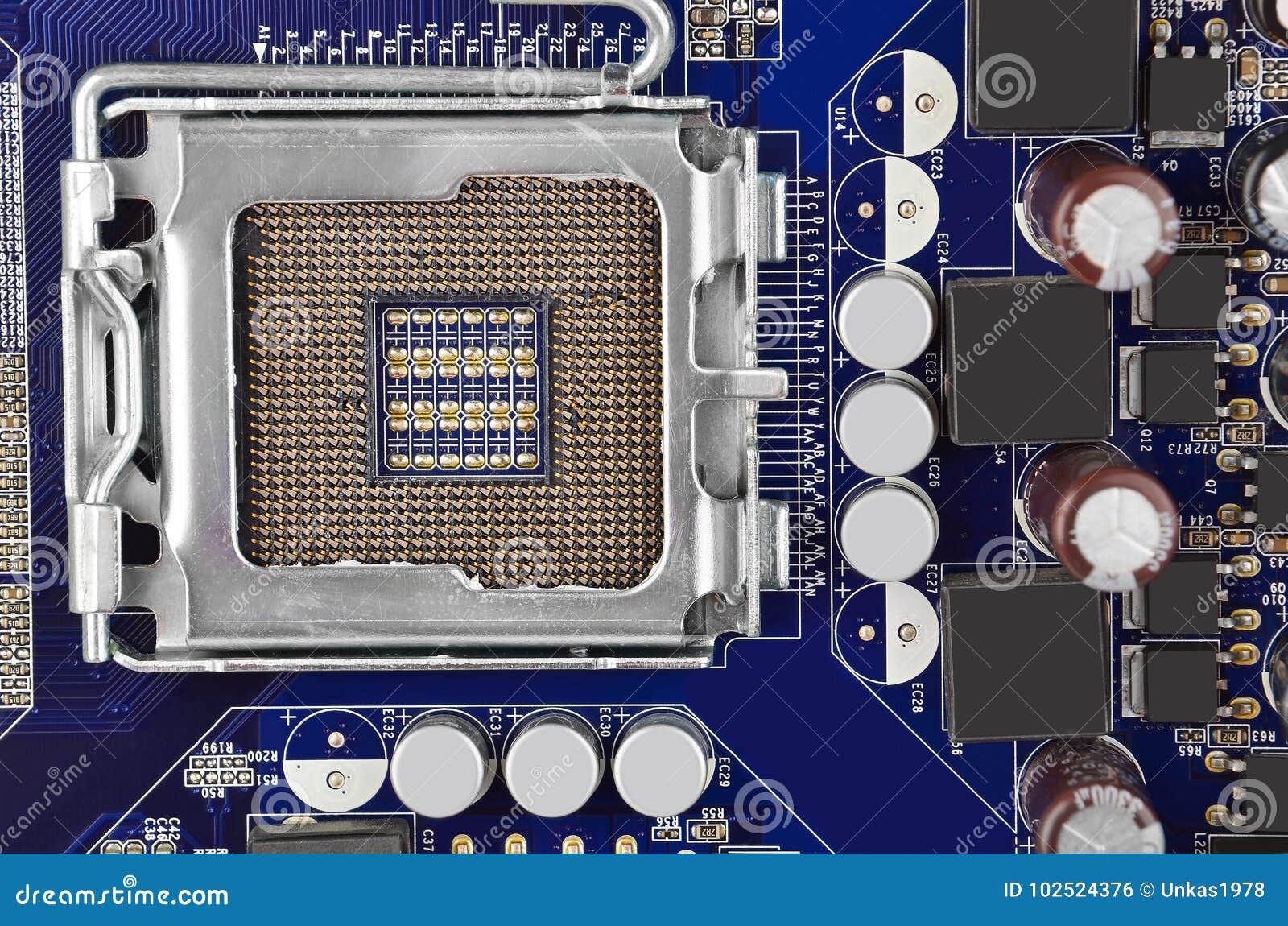 Blue computer motherboard stock photo. Image of controller - 102524376