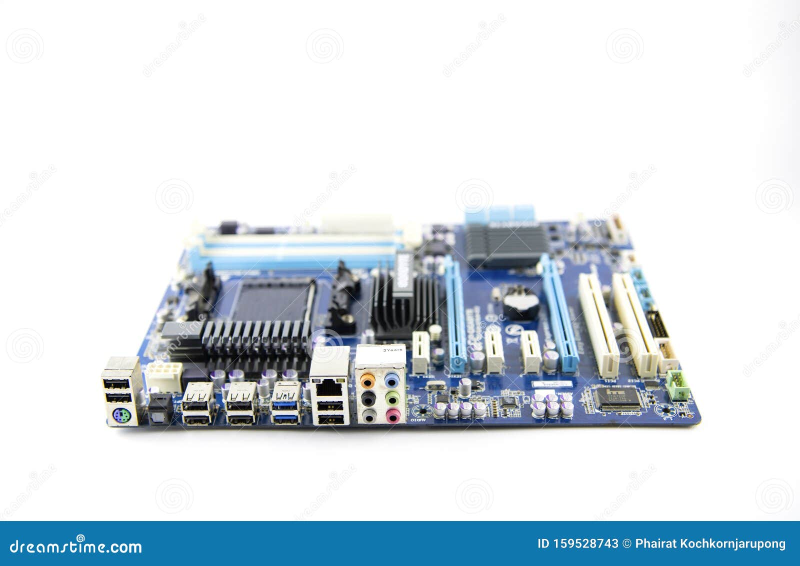 Blue Computer Motherboard Close Up Electronic Stock Image - Image of ...