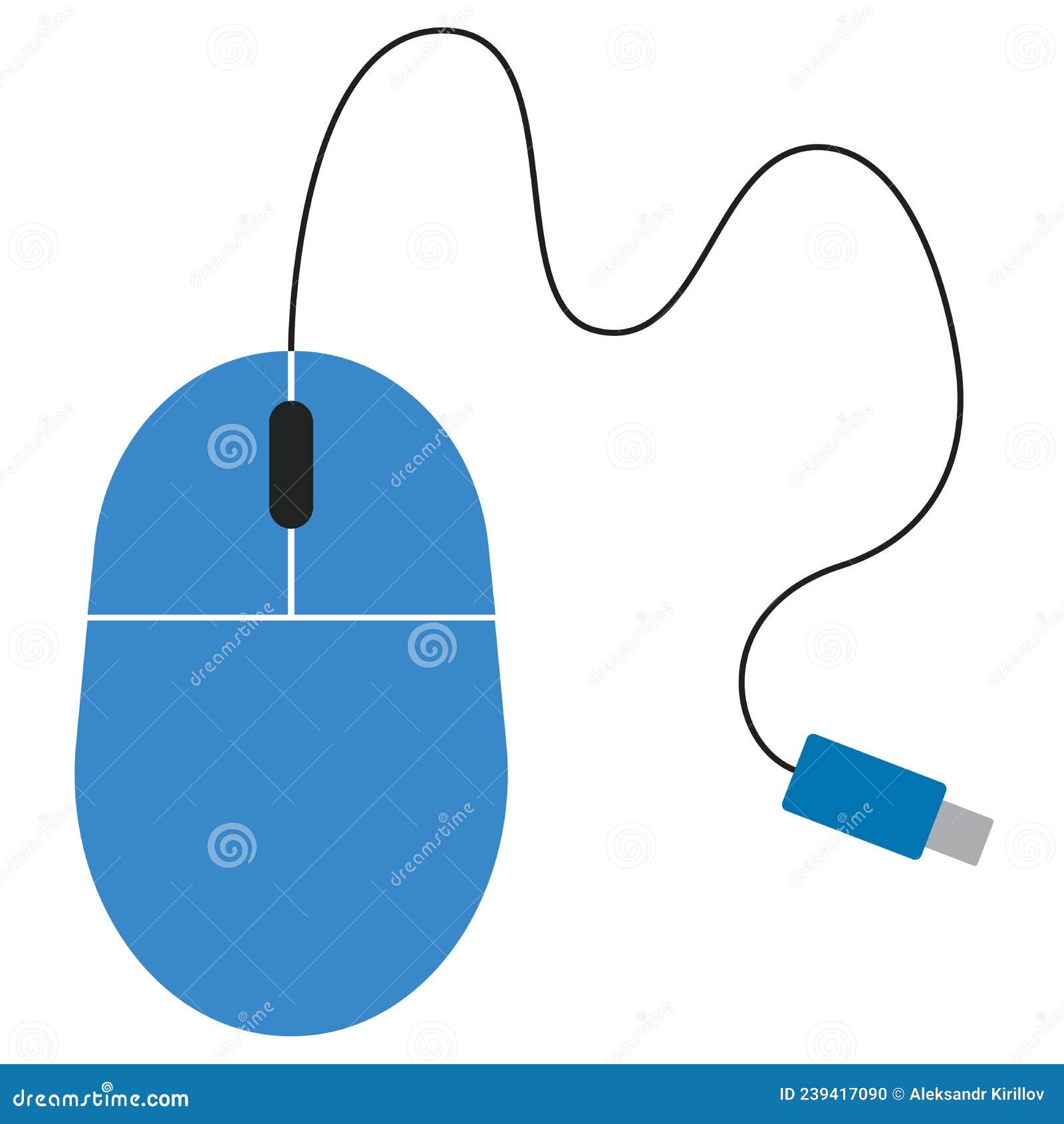 Blue Computer Mouse with Cord Stock Illustration - Illustration of ...