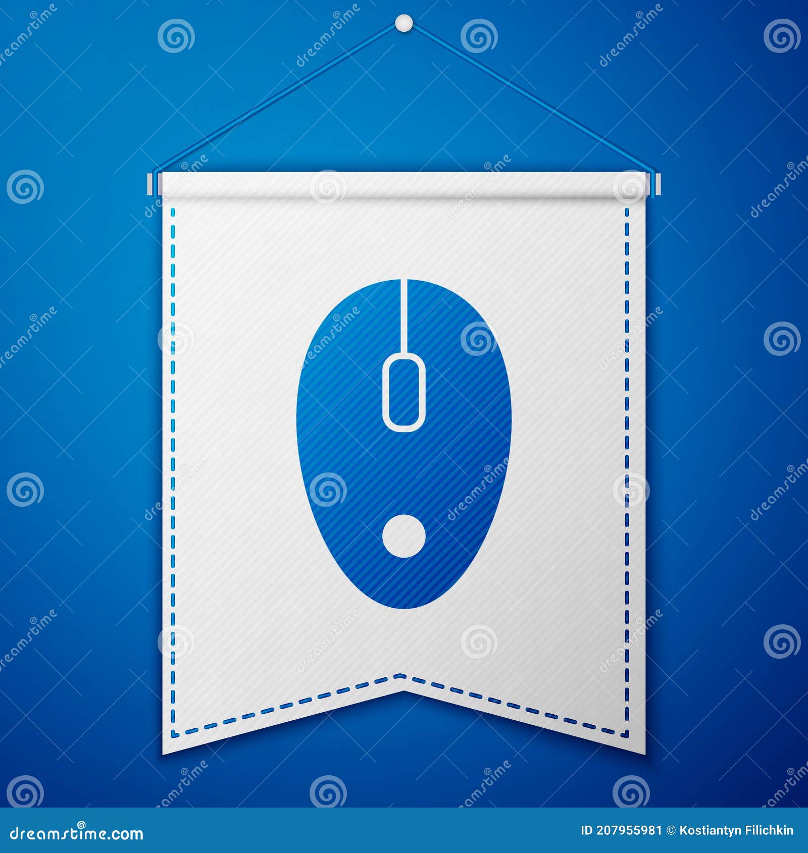 Blue Computer Mouse Icon Isolated on Blue Background. Optical with ...