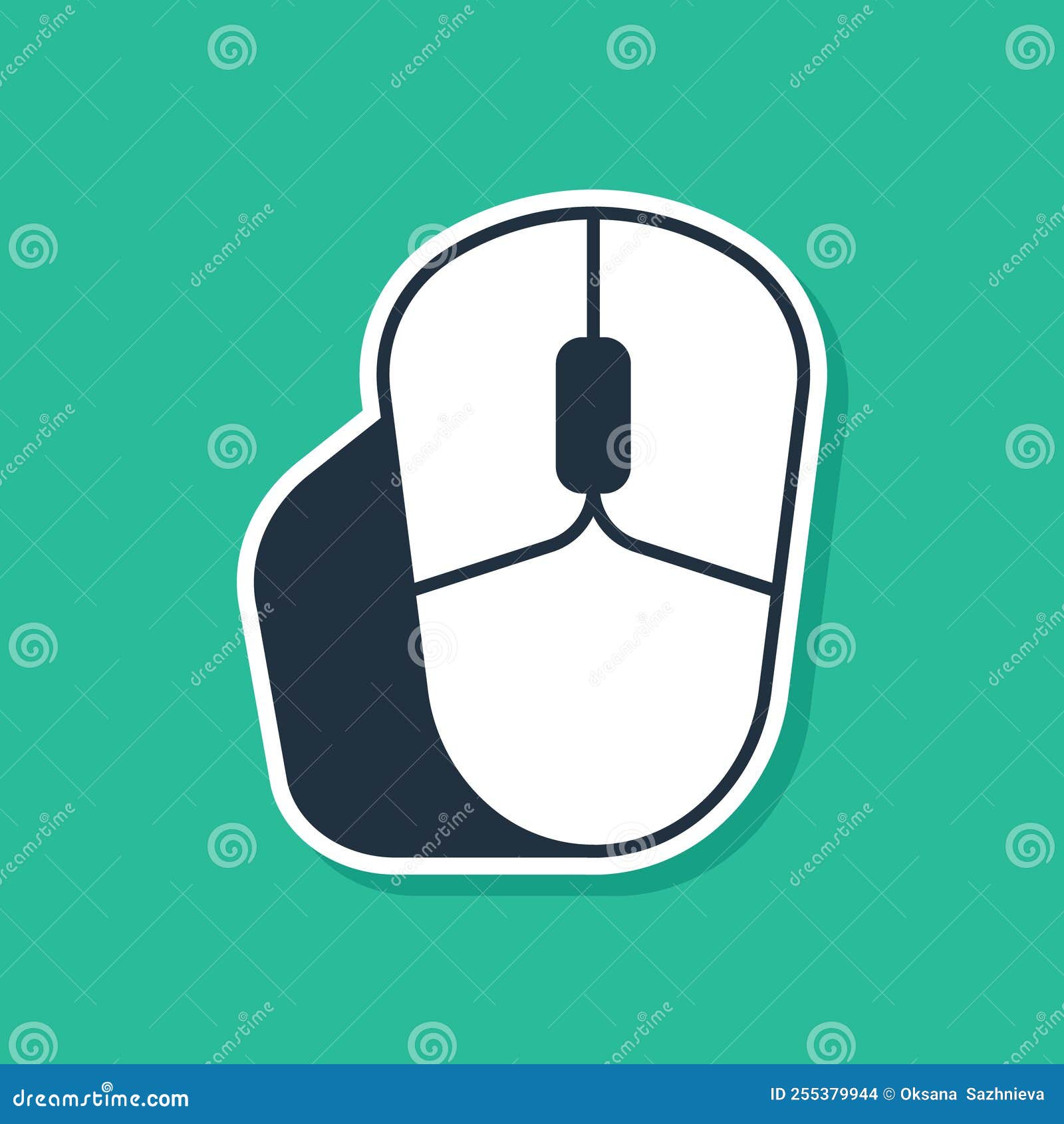 Blue Computer Mouse Icon Isolated on Green Background. Optical with ...