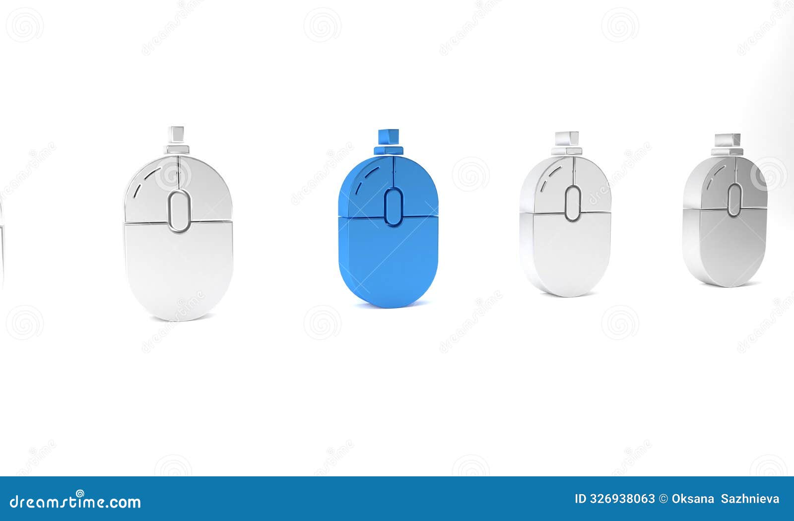 Blue Computer Mouse Icon Isolated on White Background. Optical with ...