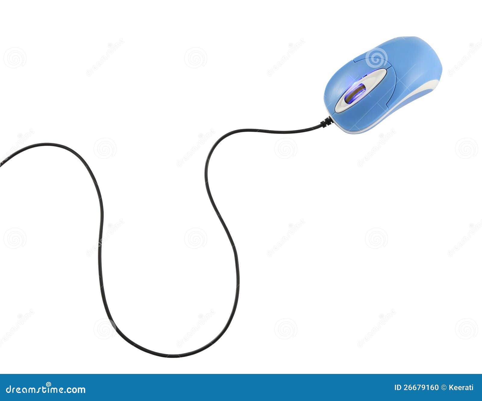 Blue Computer Mouse and Tail Stock Photo - Image of optical, scroll ...